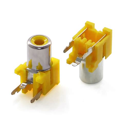 Rca Socket Female Jack Video Connector 1 Port 3 Pin For Pcb Right Angle Yellow Makers