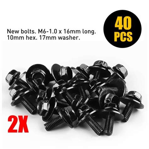40x Body Bolts Screw Fastener Fender M6 10x 16mm 10mm Long Hex 17mm