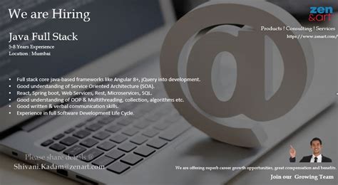 We Are Hiring For Java Angular Req Skills Java 8 Angular 7 Notice