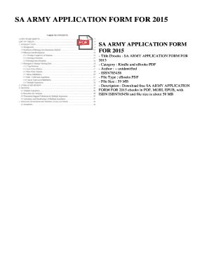 Fillable Online SA ARMY APPLICATION FORM FOR SA ARMY APPLICATION FORM FOR Fax Email