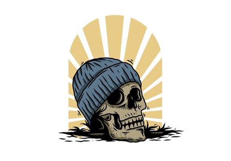Premium Vector Skull Head Wearing Beanie Illustration Design
