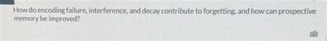 Solved How Do Encoding Failure Interference And Decay