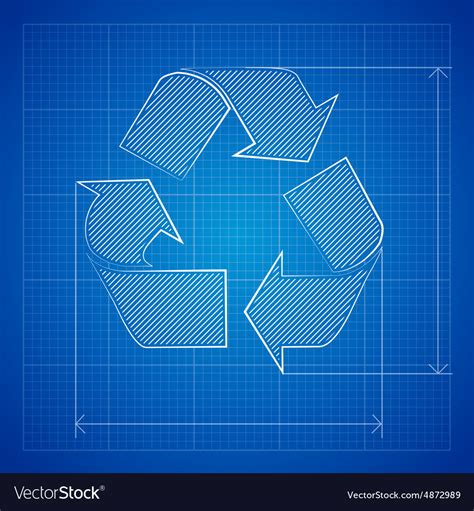 Blueprint Recycle Symbol Royalty Free Vector Image