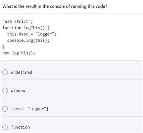 Solved What Is The Result In The Console Of Running This Chegg