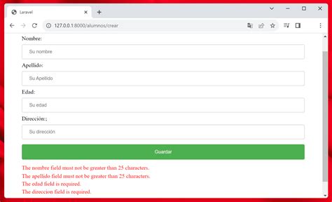 validación de datos de entrada en laravel norvic software
