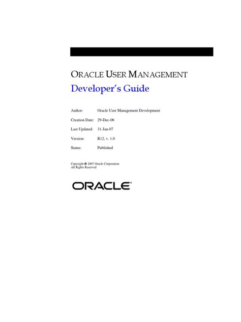 Oracle User Management R12 Developers Guide Pdf Oracle Database Database Schema