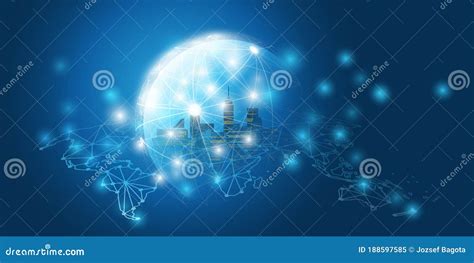 Futuristic Smart City Iot And Cloud Computing Design Concept With