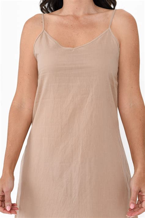 Nude Cotton Maxi Slip Dress Blue Bungalow Usa