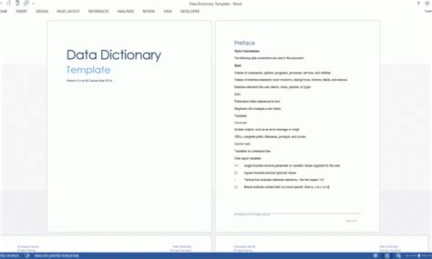 Design Document Templates Ms Wordexcel Data Dictionary Regarding
