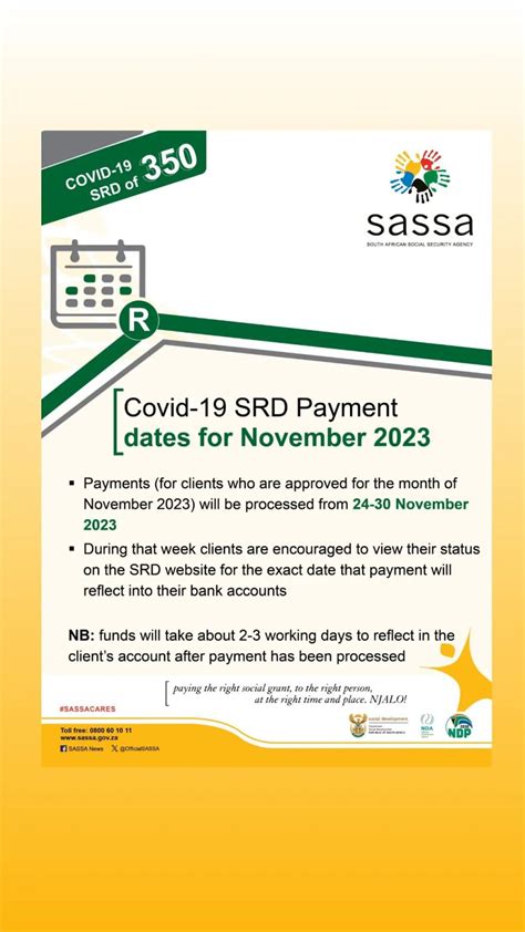SRD R Payment Dates For November Find Here South Africa