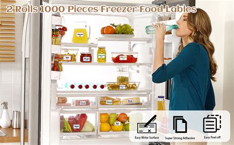 Yafe 2 Rolls 1000 Pieces Food Labels 1 X 16 Inch Freezer Labels Easy