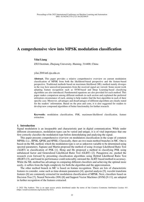 Pdf A Comprehensive View Into Mpsk Modulation Classification