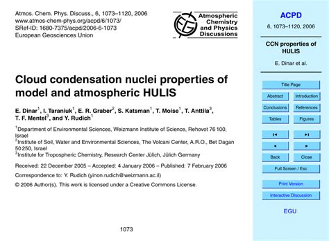 Pdf Cloud Condensation Nuclei Properties Of Model And Atmospheric Hulis