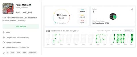 Paras Mehta On Linkedin Leetcode Codingjourney Problemsolving Continuouslearning Dsa