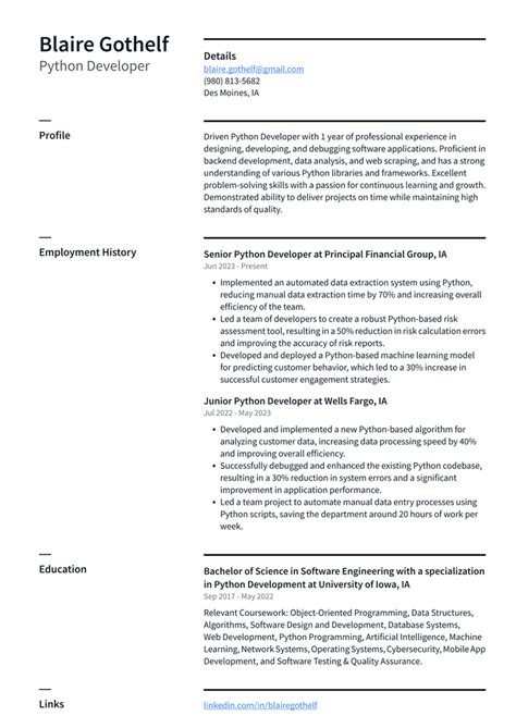 Zoom Python Developer Resume Examples Resumecat