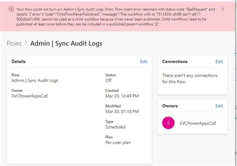 Bug Admin Sync Audit Log Enablement Issue · Issue 184 · Microsoftpowerapps Tools · Github