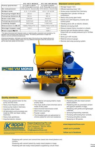 Plastering Pump Spray Fireproofing Machine For Fire Proofing Spray Plastering Automation Grade
