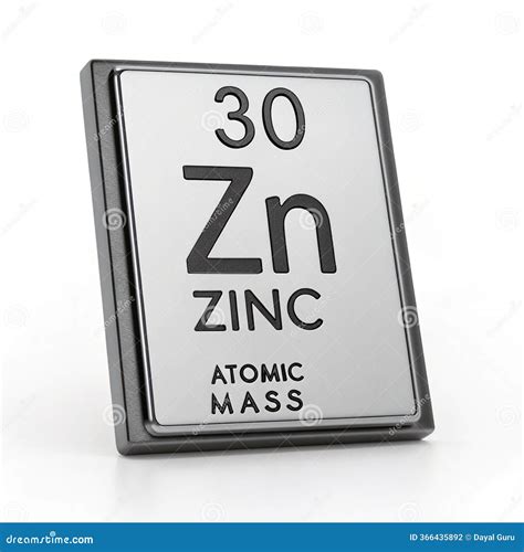 Zinc Chemical Element Periodic Table Render Isolated On White
