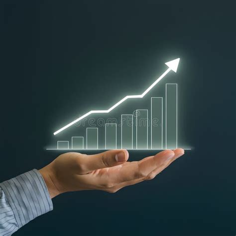Hand Presenting Rising Trend Line On Dark Background Symbolizing
