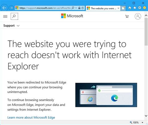 Internet Explorer How To Stop Ie From Launching Edge On Unsupported