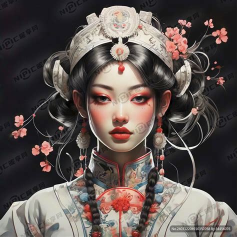 Ai创作图线描美女 昵图网