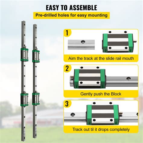 Vevor 2pcs Linear Rail 079 67 Inch Linear Bearings And Rails With