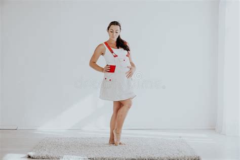 A Pregnant Woman Has Fun Laughs White Stock Image Image Of Friends Daughter