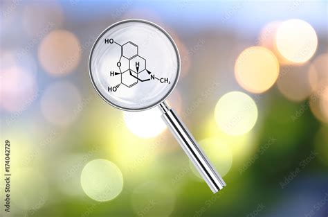 Chemical Structure Of Morphine Over Magnifying Lens 3d Rendering Stock 写真 Adobe Stock