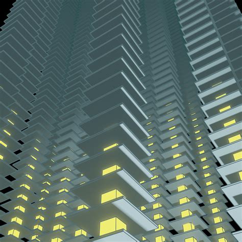 Abstract City Image Rendered In Eevee Using Freestyle Blender