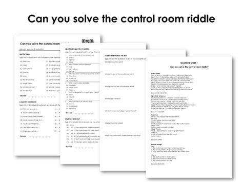 Can You Solve The Control Room Riddle Teaching Resources