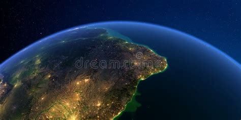 Tierra Detallada En La Noche La Zona Oriental De Suramrica Brazil