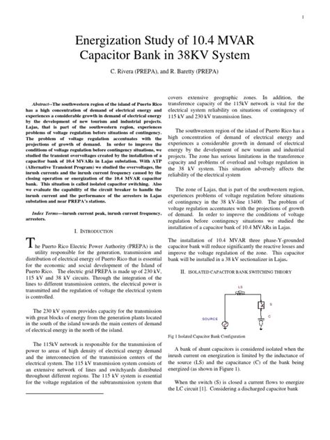 Inrush Current Calculation Pdf Capacitor Electric Power Transmission
