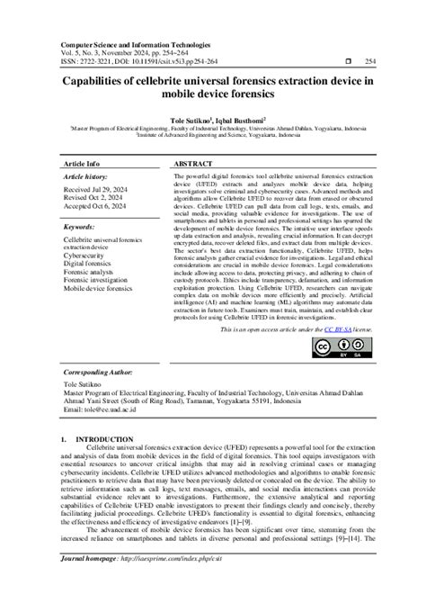 Pdf Capabilities Of Cellebrite Universal Forensics Extraction Device In Mobile Device Forensics