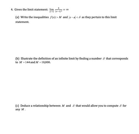 solved given the limit statement a write the