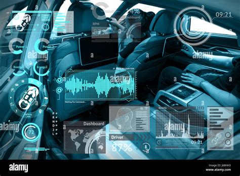 Smart Car And Internet Of Things IOT Concept Car S Console And Icons Popup Out Of Screen