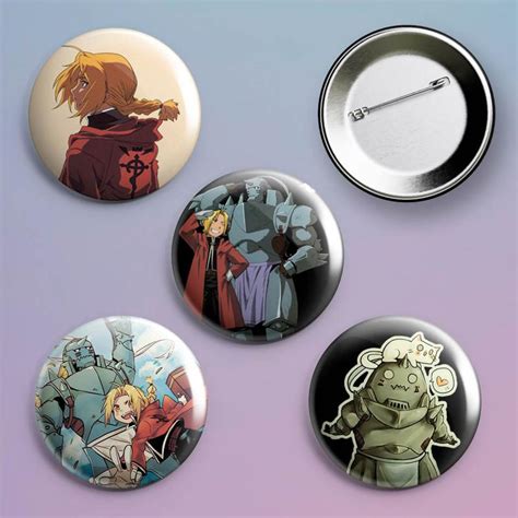 Закатні значки аніме сталевий алхімік Fullmetal Alchemist Brotherhood металеві на шпильці 56 мм