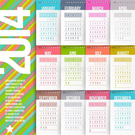 Kalender Van Het Jaar 2014 Vector Illustratie Illustration Of Ontwerp