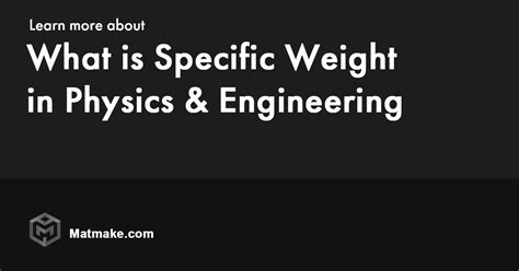 Specific Weight Definition Formula And Applications