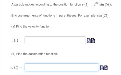 solved a particle moves according to the position function s