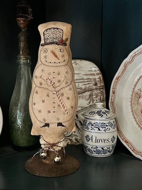 Candy Cane Snowman Pdf Emboidery Pattern From Notforgotten Etsy