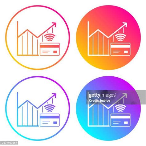 Chart Of Increased Contactless Payment Round Icons With Color Gradients