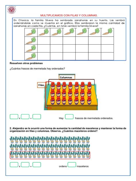 Ficha Matemática Multiplicamos Filas Y Columnas Pdf