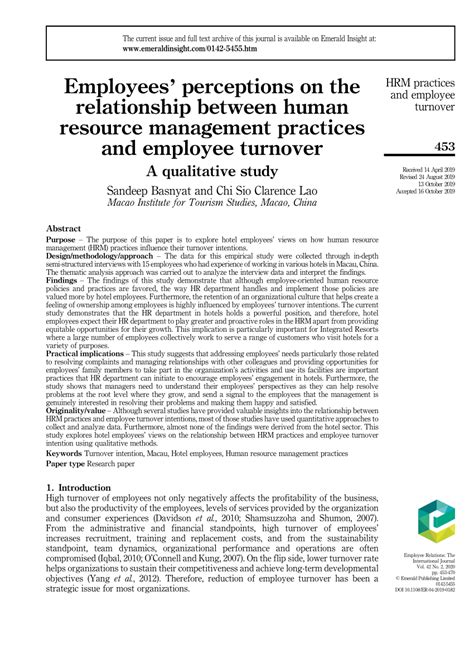 Employees Perceptions On The Relationship Between Human Resource Management Practices And