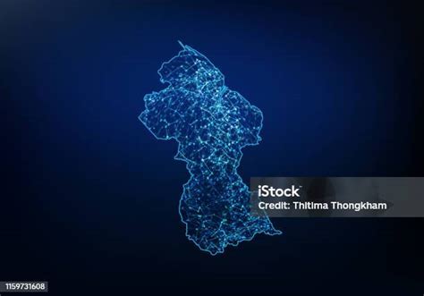 가이아나지도 네트워크 인터넷 및 글로벌 연결 개념 와이어 프레임 3d 메쉬 다각형 네트워크 라인 디자인 구체 점 및 구조의 추상 벡터 일러스트레이션 Eps 10 0명에 대한