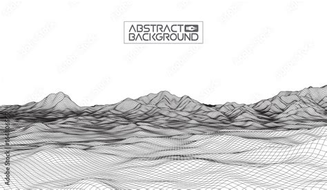 Abstract Vector Wireframe Landscape Background Cyberspace Grid D Technology Wireframe Vector