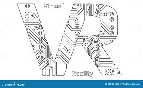 Black Contours Of Letters Vr Abbreviation For Virtual Reality