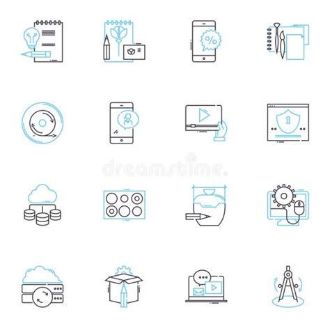 Data Linear Icons Set Analytics Statistics Information Big Data Insights Metrics Numbers
