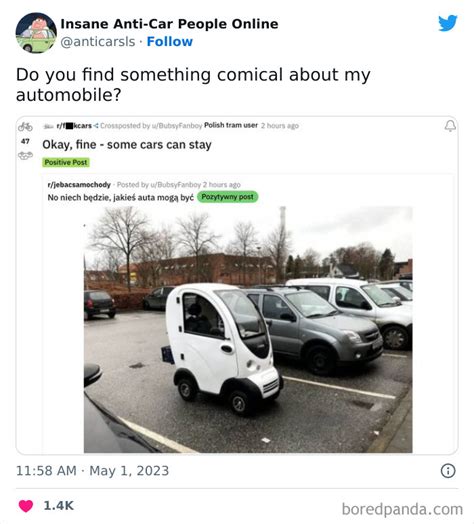 This Twitter Page Exists To Showcase The Wildest Examples Of Anti Car People Posts Bored