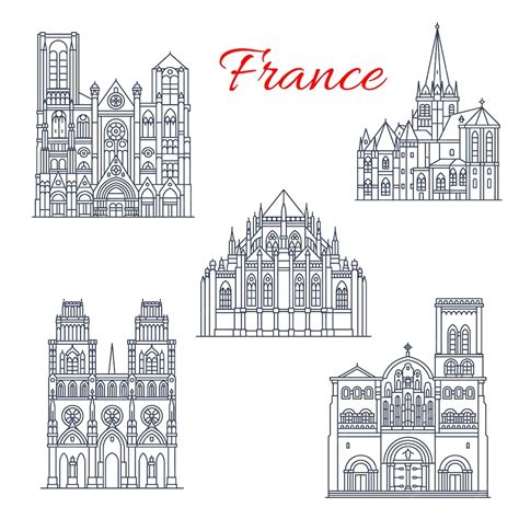 Premium Vector French Travel Landmark Icon Of Famous Cathedral