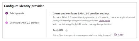 使用 azure ad 為入口網站設定 saml 2 0 提供者 power apps microsoft learn